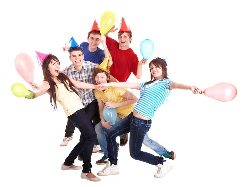 Group of People in Party Hat. Stock Photo - Image of person, crowd ...