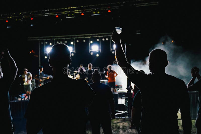 Group of People Partying in Front of the Stage at Night Editorial Photo ...
