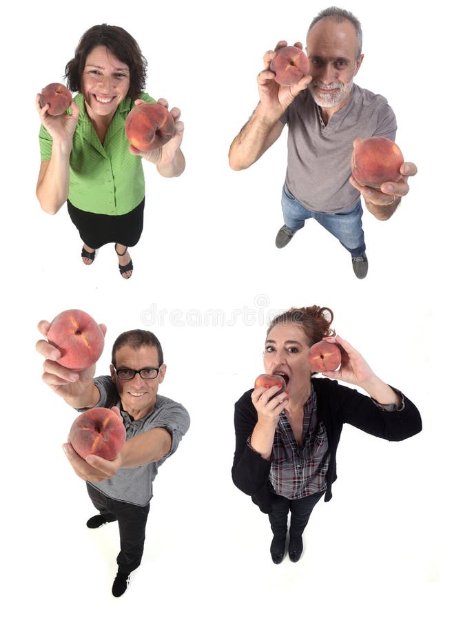 Group of People with Peach on White Background Stock Photo - Image of ...