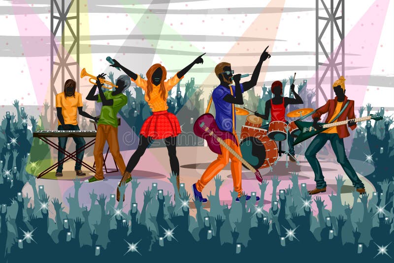 Group of People Performing Live on Music Band Concert Performance Stock ...