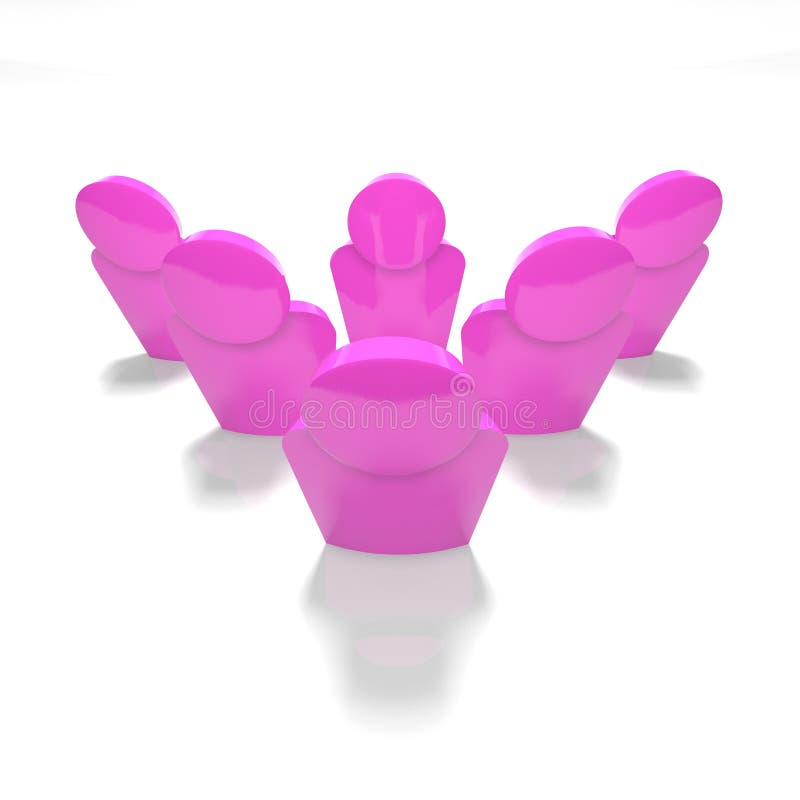 Group of People in Pink, 3D Rendered Stock Illustration - Illustration ...