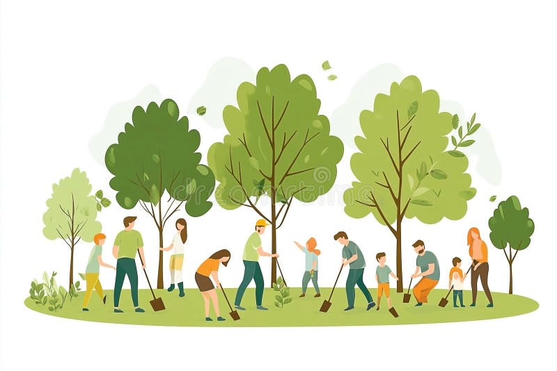 Group People Planting Trees Greener Future Environmental Conservation ...