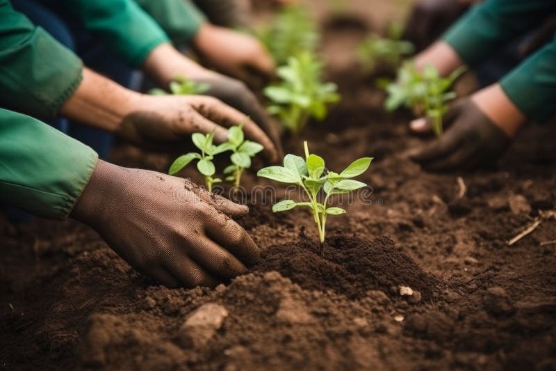 Group of People Planting Trees in the Park for Environmental ...