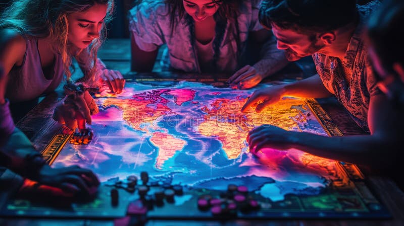 A Group of People are Playing a Game on a Map Stock Image - Image of ...