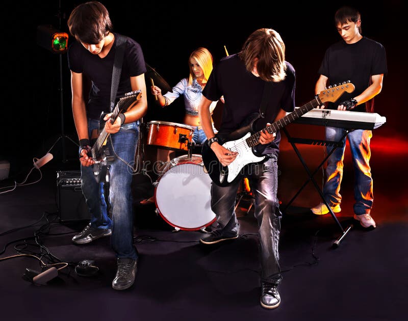 Group People Playing Guitar. Stock Image - Image of concert, event ...