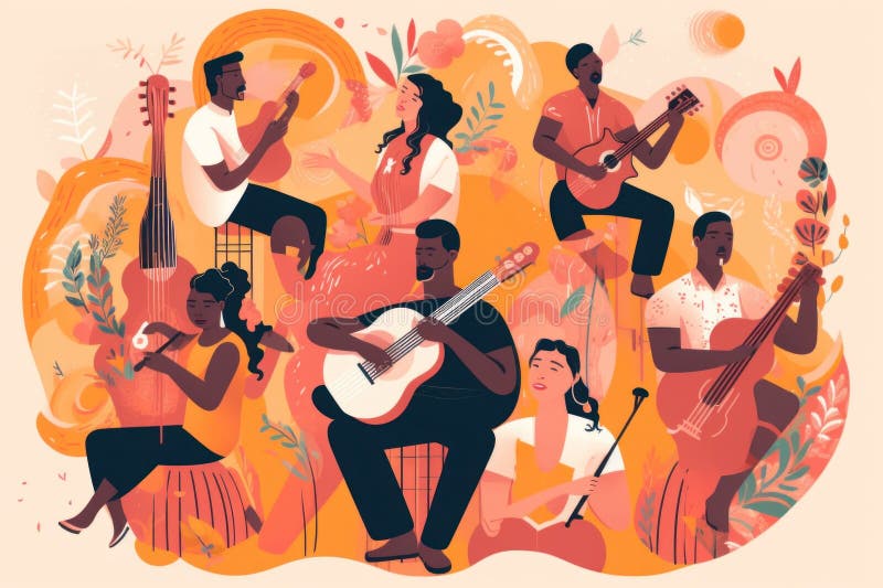 A Group of People Playing Instruments and Singing. Generative AI Image ...