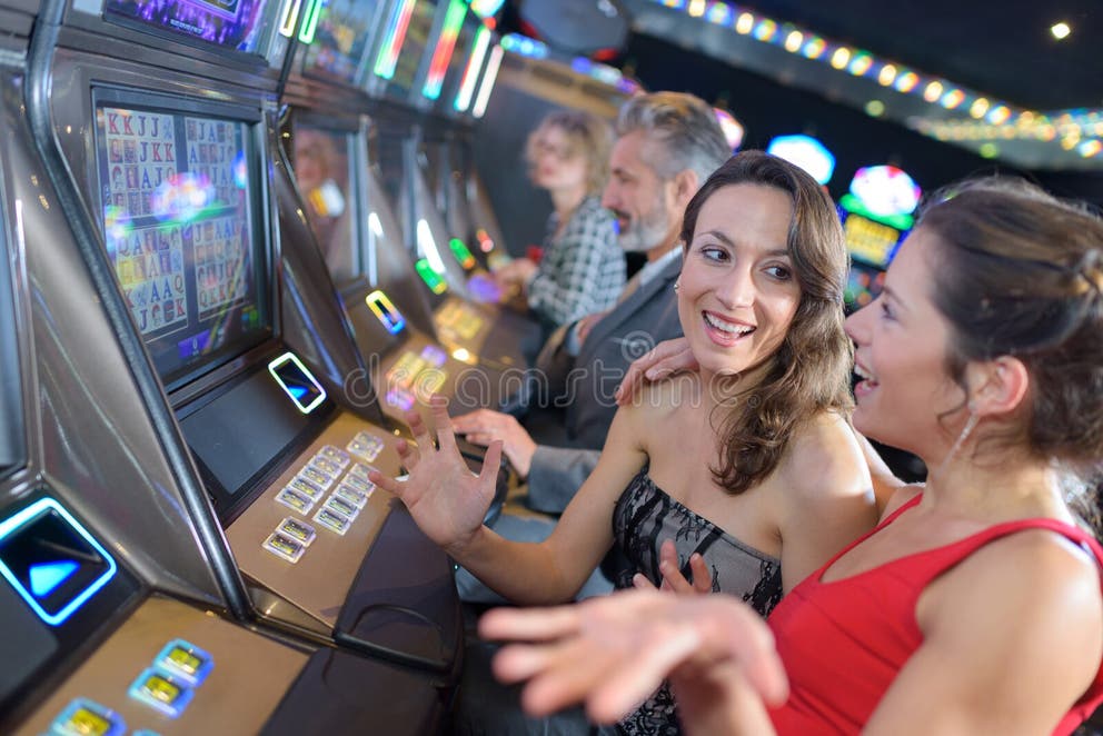 Group People Playing Slot and Various Machines Stock Image - Image of ...