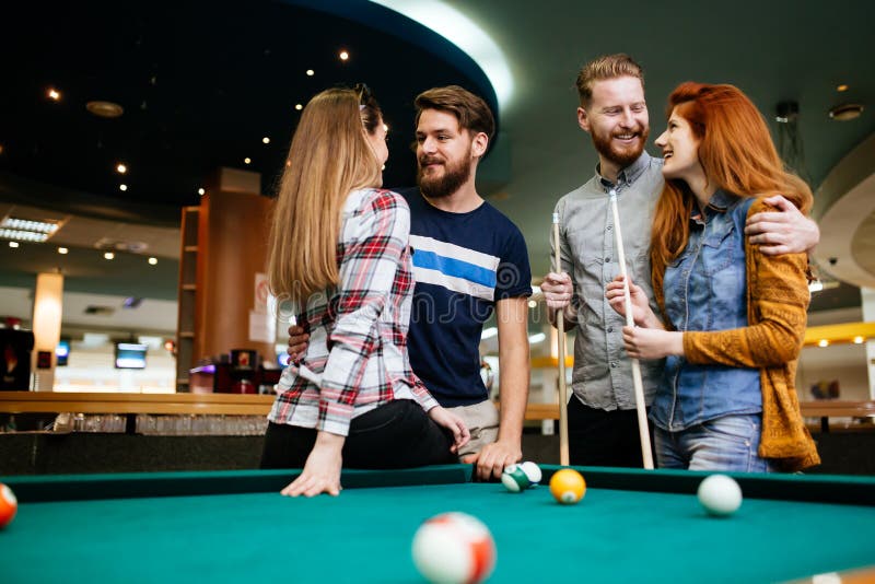 Group of People Playing Snooker Stock Photo - Image of exercise, happy ...