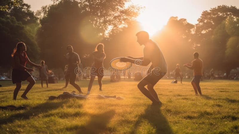 A Group of People Playing Ultimate Frisbee in a Park Created with ...