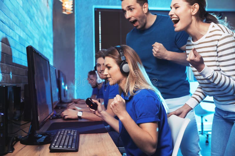 Group of People Playing Video Games Stock Photo - Image of caucasian ...