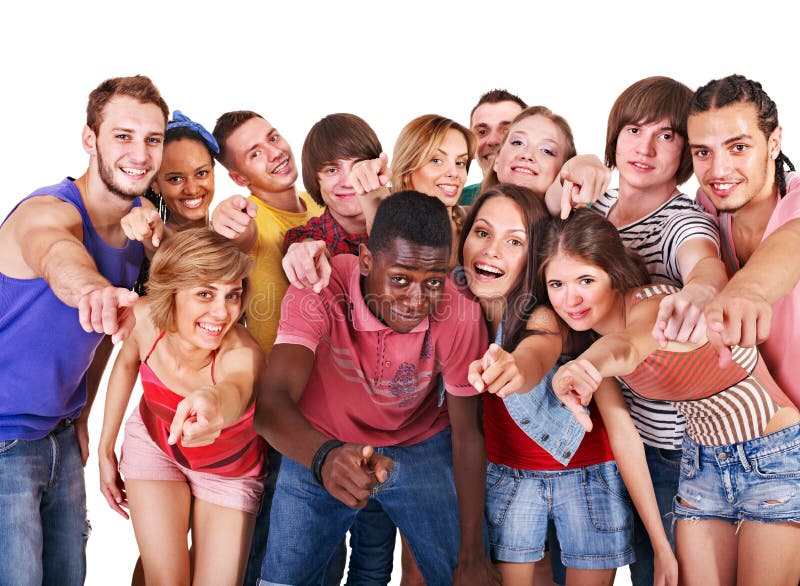 Group people point. stock image. Image of girl, person - 24372243