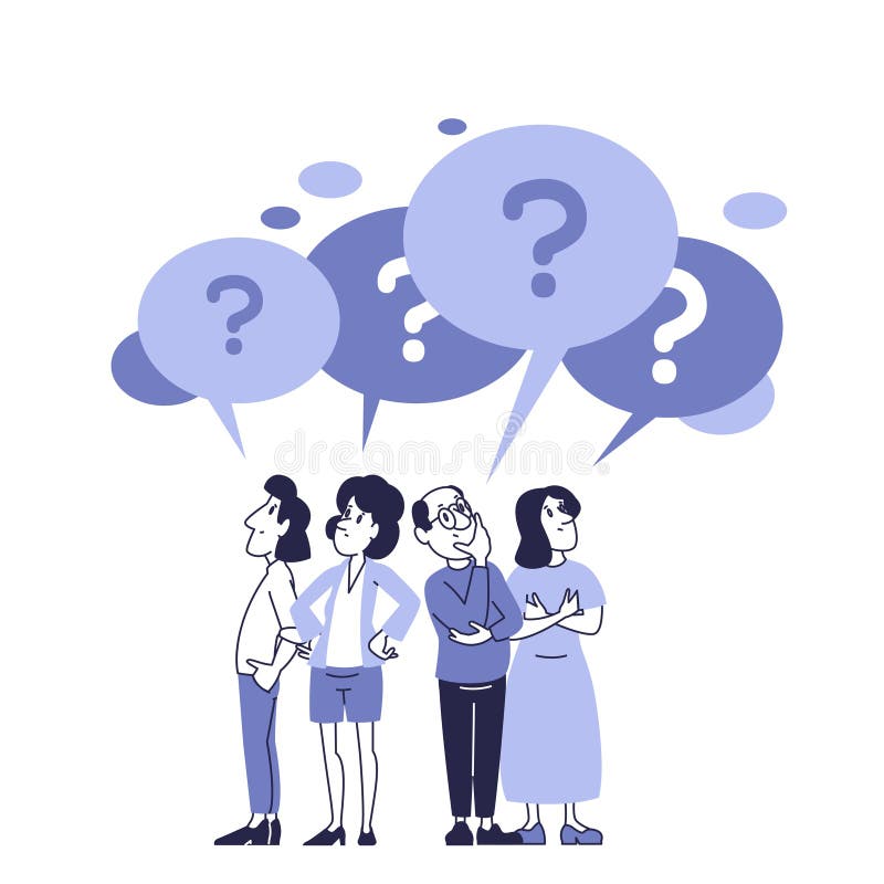 A Group of People Ponder Questions. Stock Illustration - Illustration ...