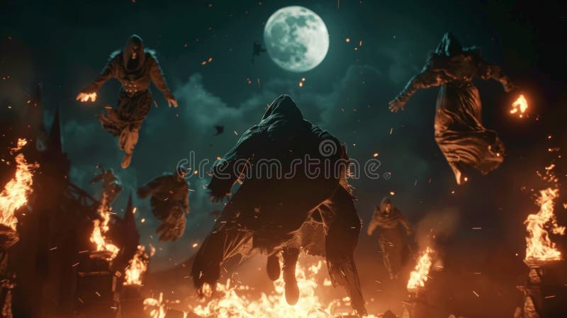 Group of People, Possibly a Coven, Standing in a Circle Around a ...