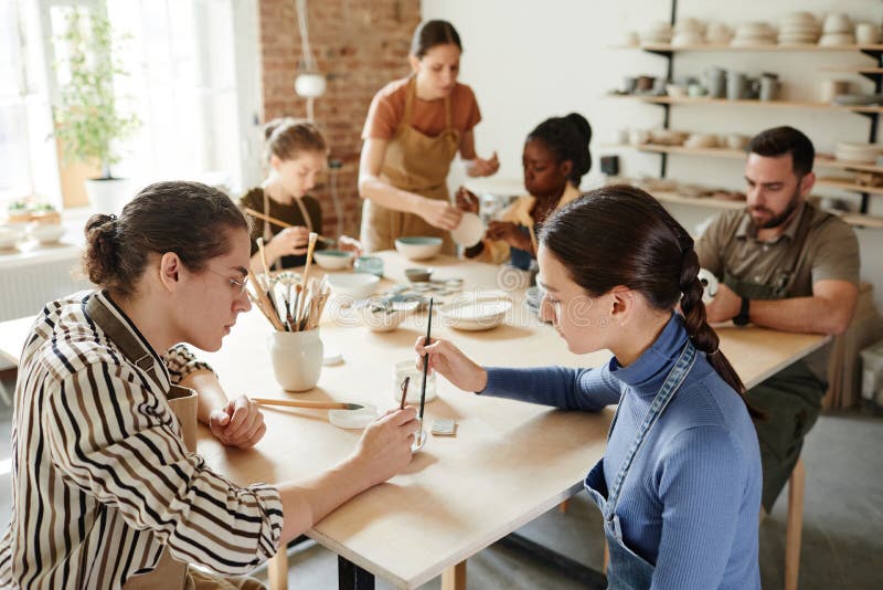 Group of People in Pottery Studio Stock Photo - Image of female ...