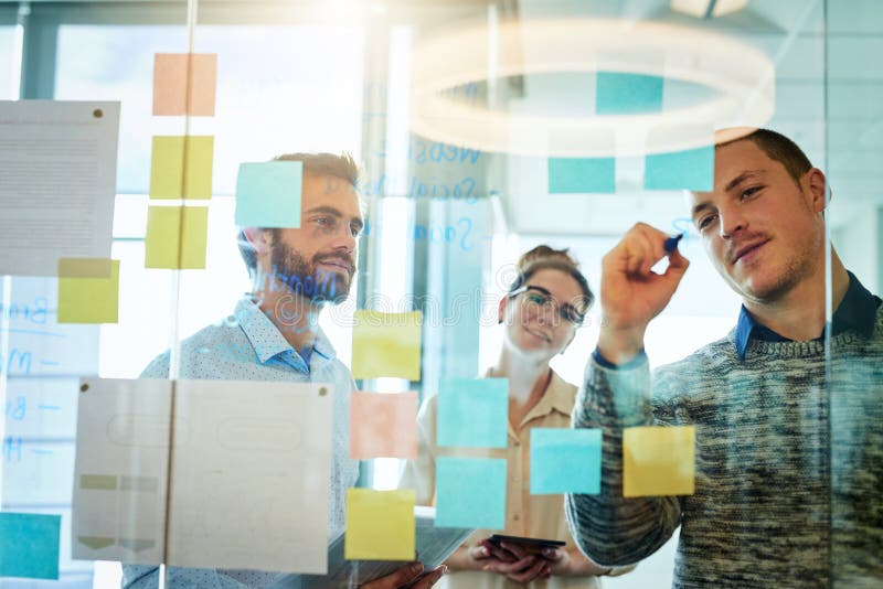 Group of People, Presentation and Sticky Notes with Writing, Office for ...