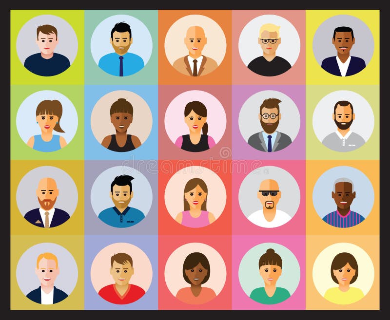 People Profiles Illustrated Avatar Set, Vector Profile Types Portraits ...