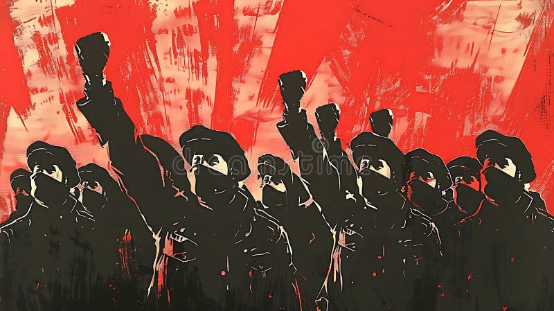 Silhouette of a Group of People Protesting Against the Government Stock ...