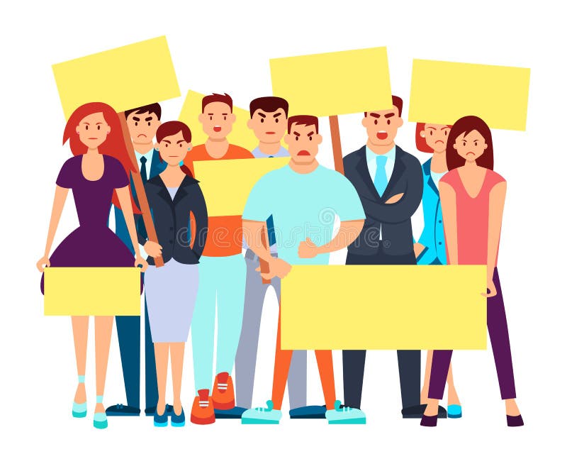 A Group of People Protesting Stock Vector - Illustration of riot, hand ...