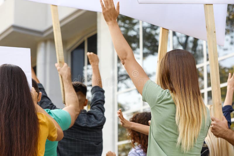 Group of People Protesting, Back View Stock Photo - Image of movement ...