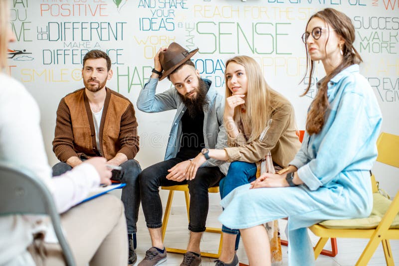 Group of People during the Psychological Therapy Indoors Stock Image ...