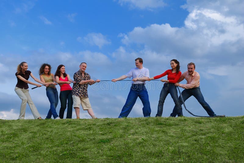 Group of People Pulling the Rope Stock Image - Image of teenagers ...