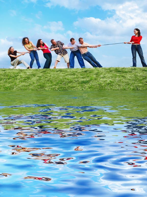 Group of People Pulling the Rope Stock Image - Image of friendship ...