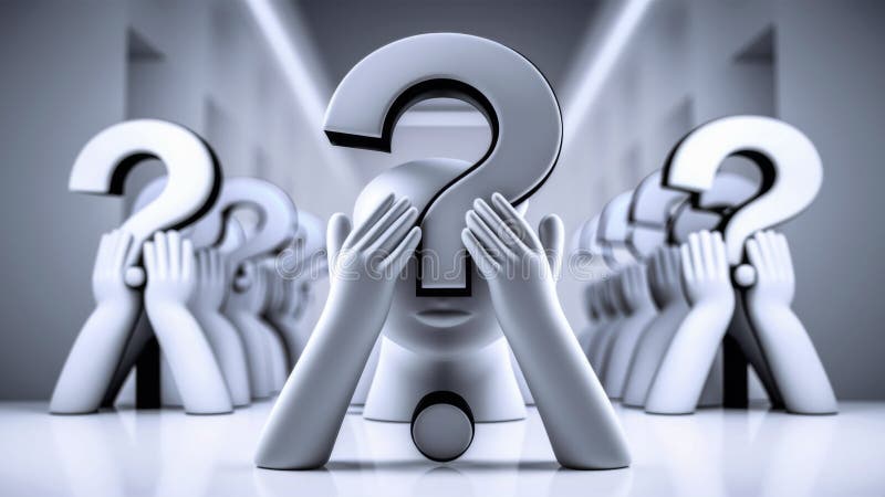 A Group of People with Question Marks Over Their Heads, AI Stock Image ...