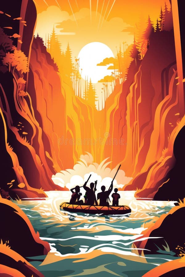 A Group of People in a Raft on a River. Generative AI Image. Stock ...