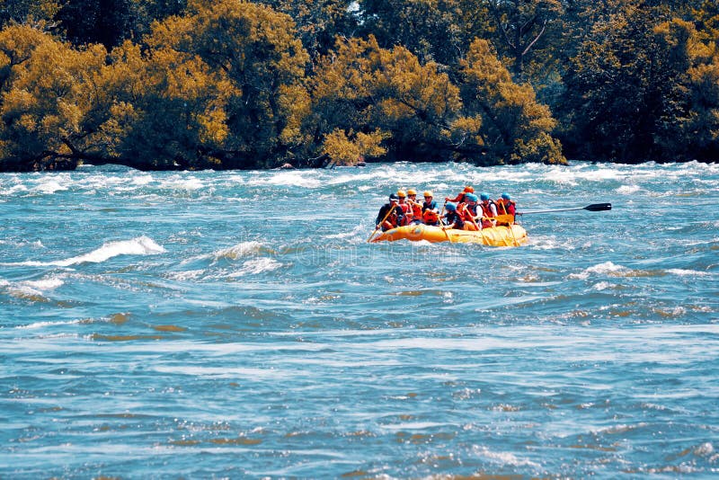 Group of People Rafting in Lachine Rapids in Montreal, Quebec, Canada ...