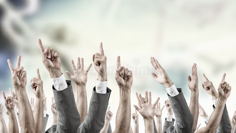 Group of People with Raised Hands . Mixed Media Stock Photo - Image of ...