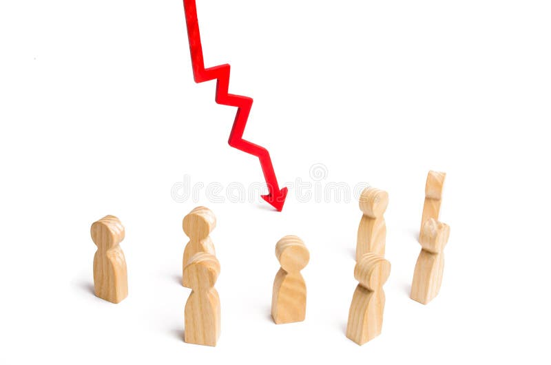 A Group of People and a Red Arrow Down. the Concept of Falling Demand ...
