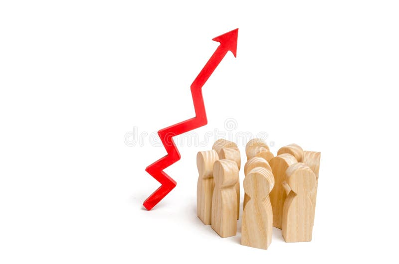 Group of People and a Red Arrow Up. the Concept of Increasing Demand ...