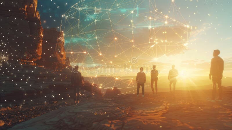 A Group of People in a Remote Desert Location Using 6Genabled Drones To ...