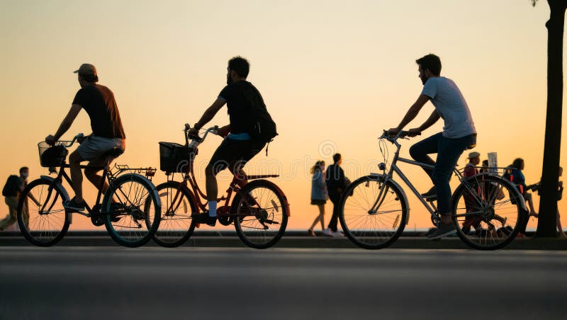 Group of People Riding Bikes on a Street Stock Photo - Image of leisure ...