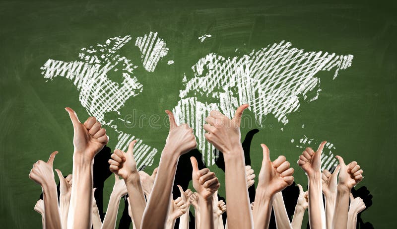 Group of People Rise Hands . Mixed Media Stock Image - Image of economy ...