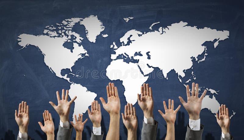 Group of People Rise Hands . Mixed Media Stock Illustration ...