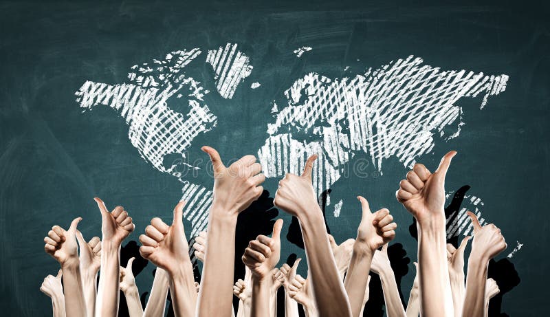 Group of People Rise Hands . Mixed Media Stock Image - Image of palm ...