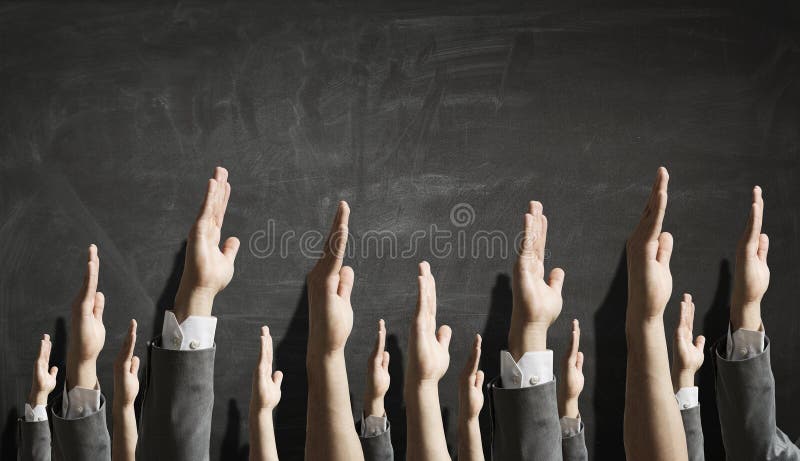 Group of People Rise Hands . Mixed Media Stock Image - Image of ...