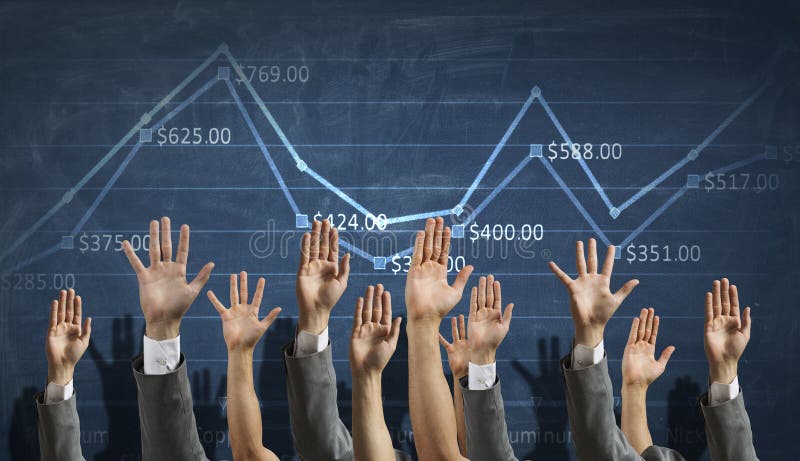 Group of People Rise Hands . Mixed Media Stock Image - Image of group ...