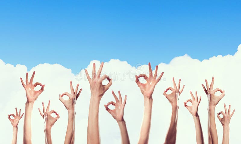Group of People Rise Hands . Mixed Media Stock Photo - Image of ...