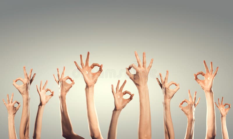 Group of People Rise Hands . Mixed Media Stock Image - Image of rise ...