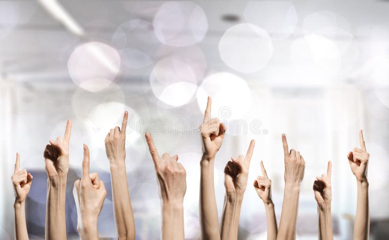 Group of People Rise Hands . Mixed Media Stock Photo - Image of suit ...