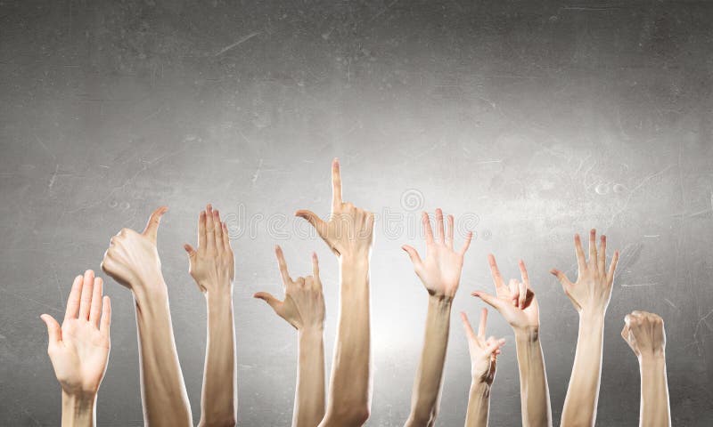 Group of People Rise Hands . Mixed Media Stock Photo - Image of vote ...