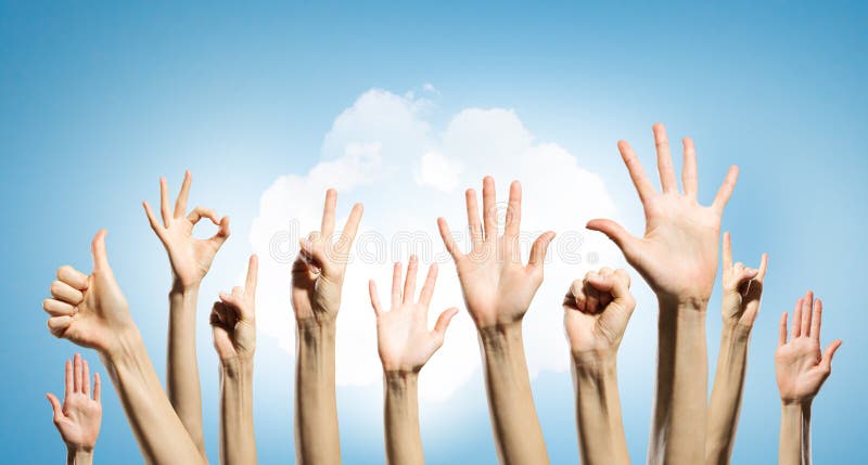 Group of people rise hands stock image. Image of rise - 91379831