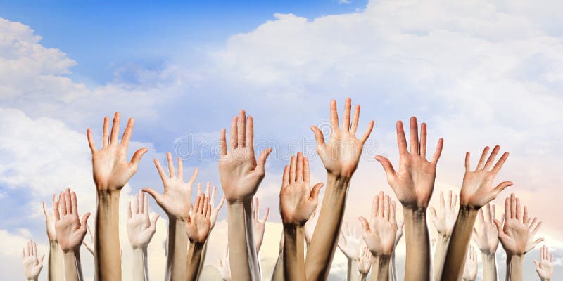 Group of people rise hands stock image. Image of creativity - 94126435