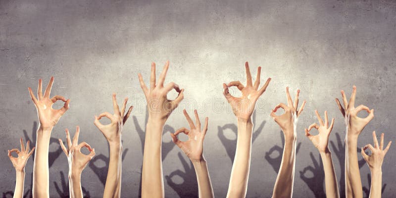Group of people rise hands stock photo. Image of fist - 94359626