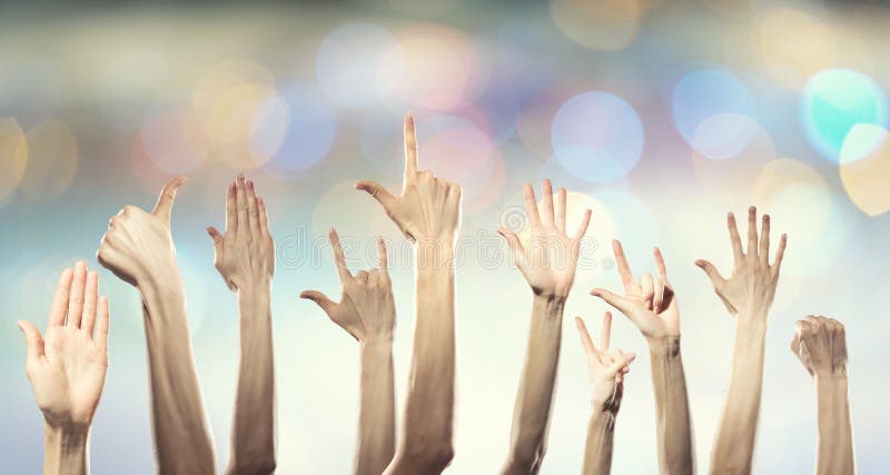 Group of people rise hands stock photo. Image of render - 96499032