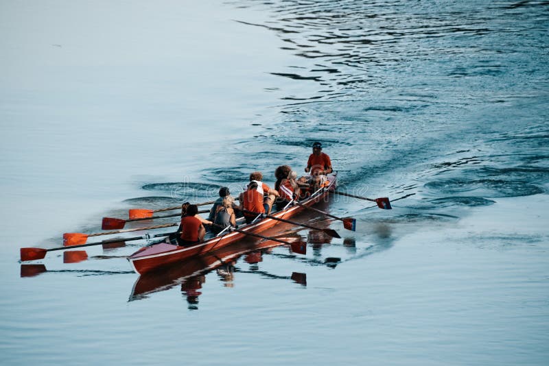 Group of People Rowing on a River in Rome, Italy Editorial Stock Photo ...