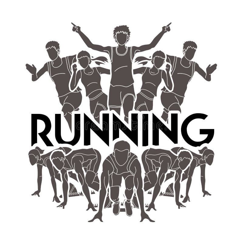 Group of People Running with Text Running Stock Vector - Illustration ...