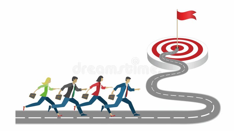 Group of People Running Towards Goal. Vector Illustration. Stock Vector ...